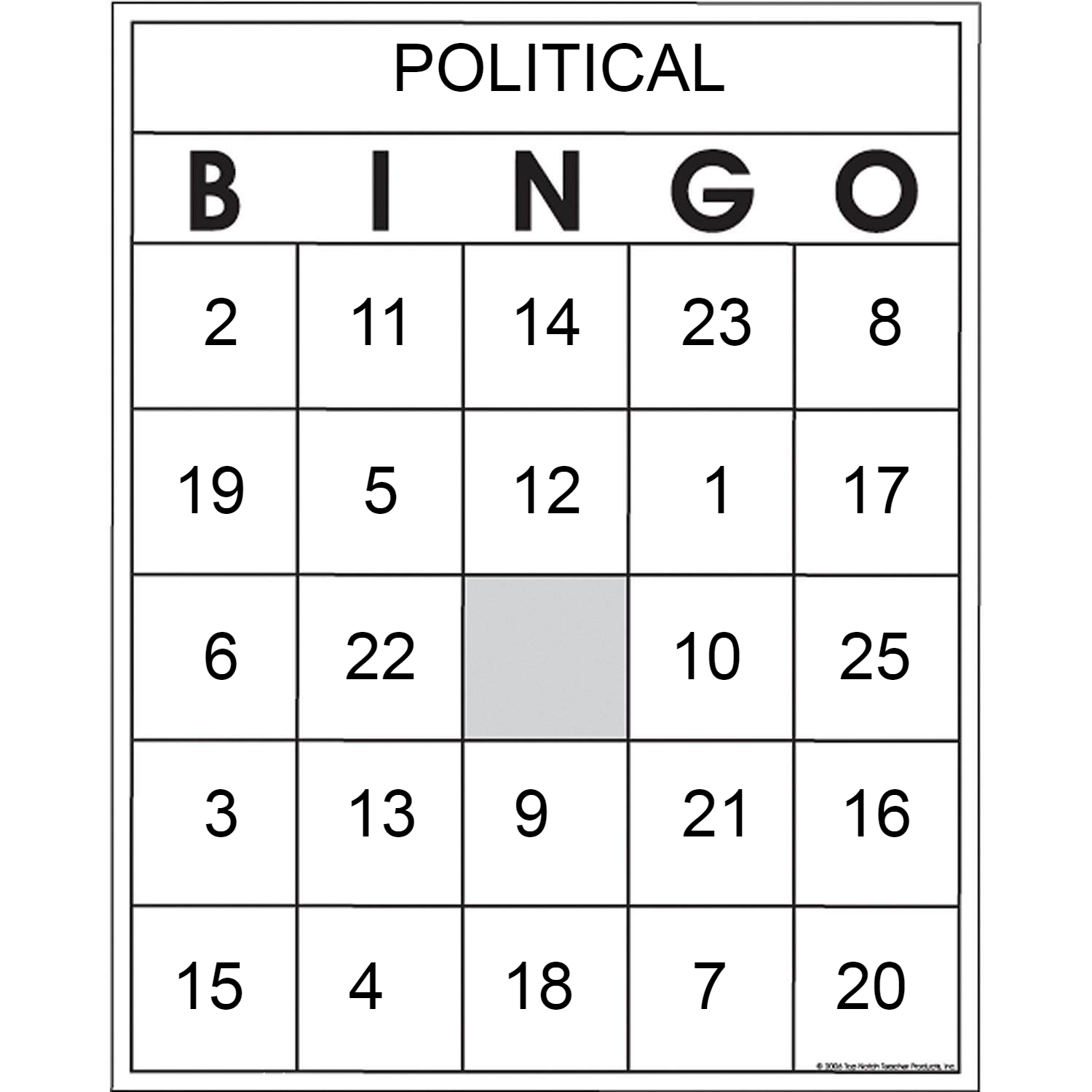 Political Bingo – Joe Diorio Writer, editor.